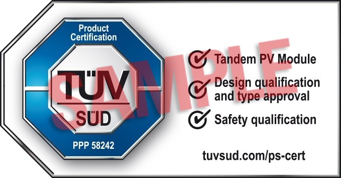 Certification mark for Tandem PV Module | TÜV SÜD